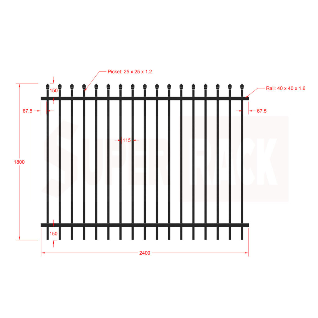 1.8M High Steel Spear Top Security Fencing Panel - Super Fence