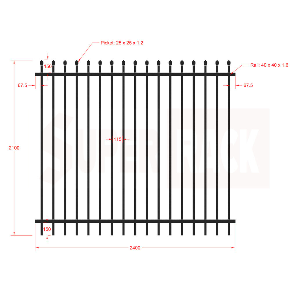 2.1M High Steel Spear Top Security Fencing Panel - Super Fence
